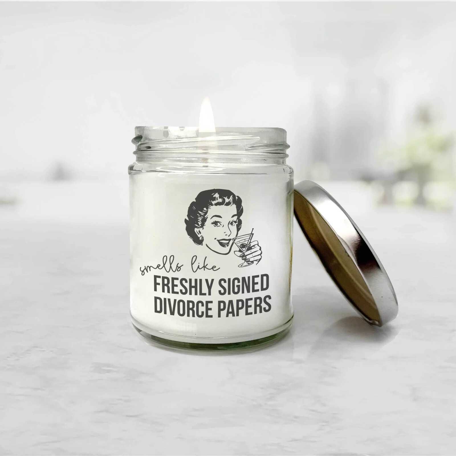 "smells like freshly signed divorce papers" | soy wax candle | eBay