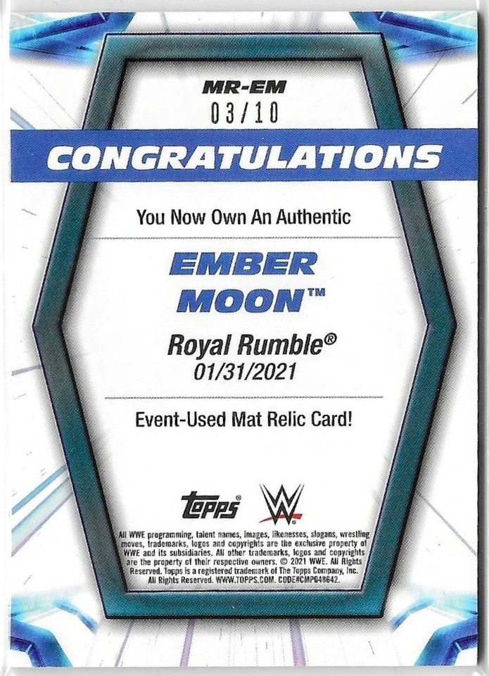 2021 Topps WWE Women's Division Yellow Ember Moon Ring Mat Card /10 | eBay