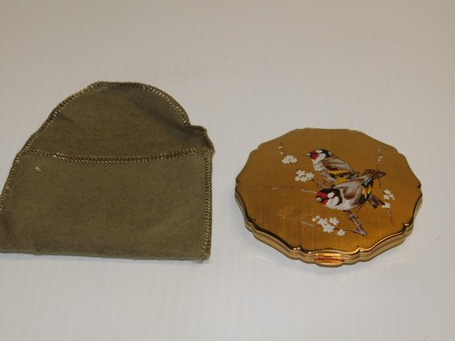Vintage Gold tone STRATTON Powder Mirror Compact BIRDS ART DECO Made in ...