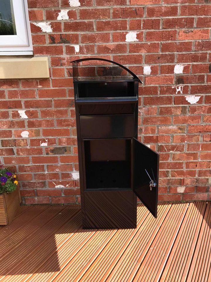 METZ Large Black Letter Box Post Box Mail Letterbox Top Drop tall ...