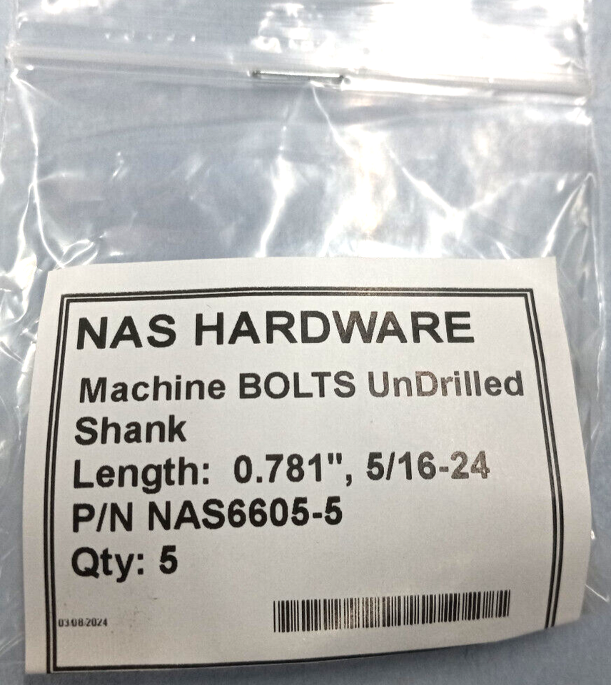 NAS P/N NAS6605-5 | SHEAR BOLT Length: 0.781", 5/16-24 (5/PACK) | eBay