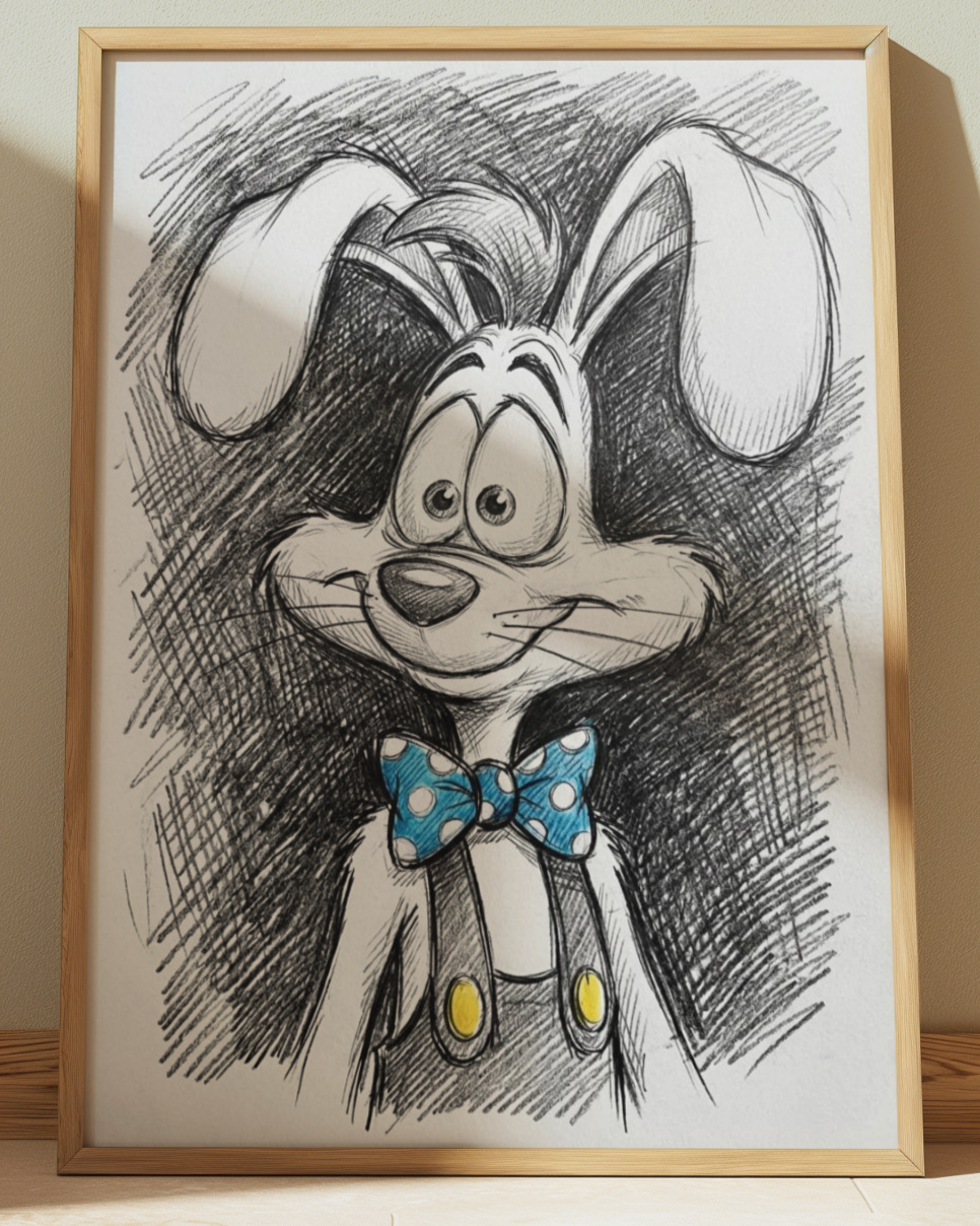 ROGER RABBIT DRAWING SKETCH PRINT 8" x 10" WHO FRAMED ROGER RABBIT WALL ...