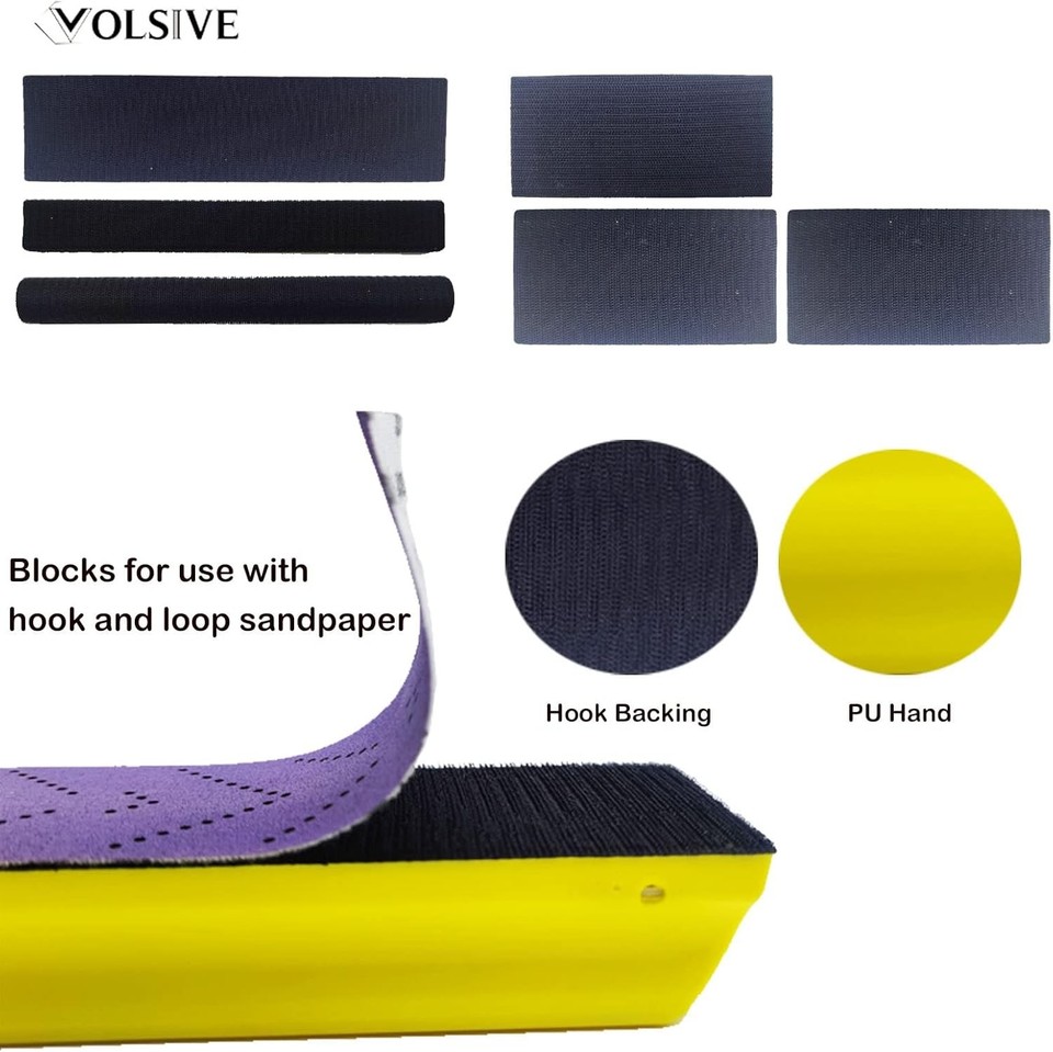 7pcs Hand Sanding Block Set, Rectangle Handheld Sanding Pad, Hook and ...