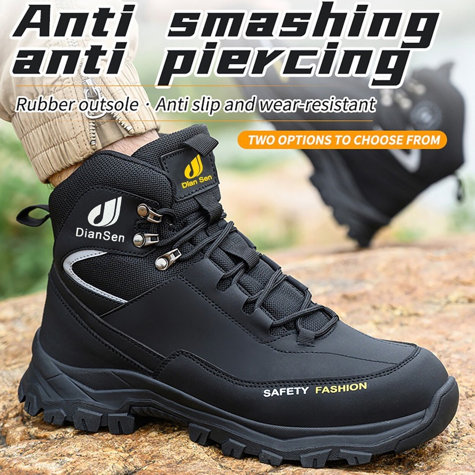 Men's Work Boots Indestructible Safety Shoes Steel Toe Slip Oil ...