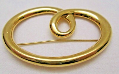 Vintage Unsigned Gold Tone Swirl Chunky Heart Pretzel Pin Brooch | eBay