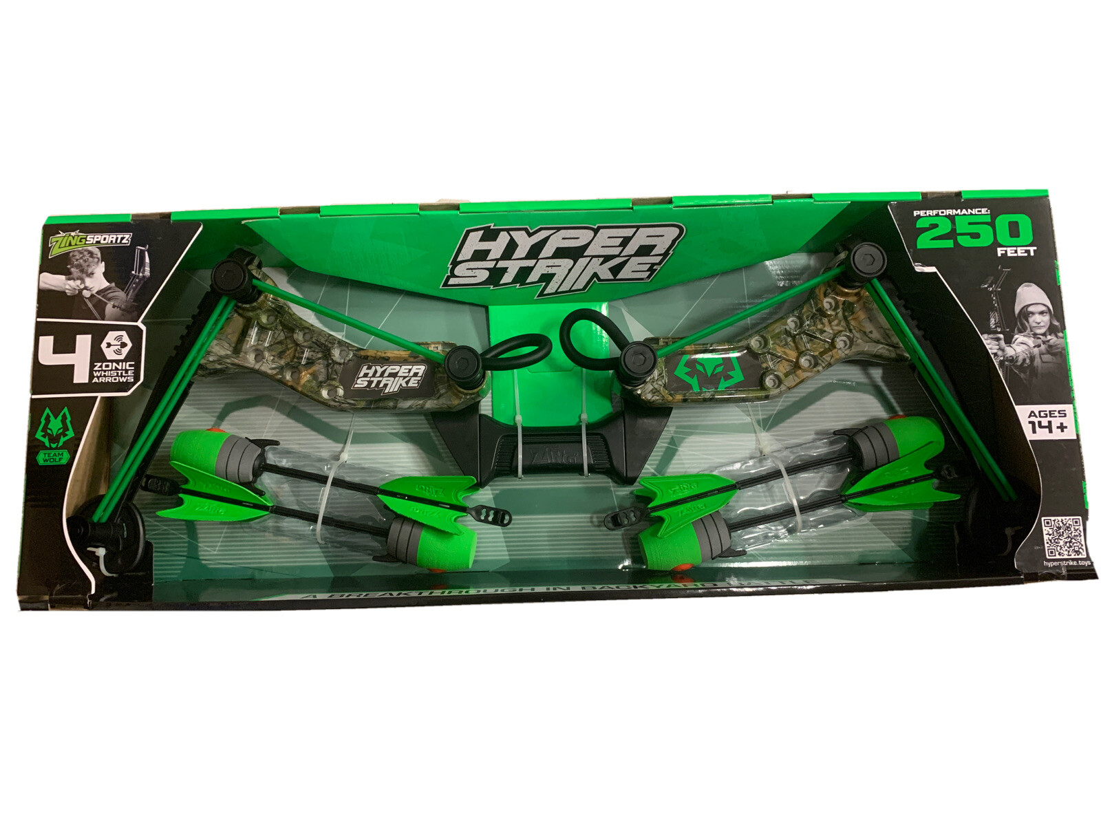 Hyper Strike Bow Arrow Toy Set With 4 Zonic Whistle Arrows Green New | eBay