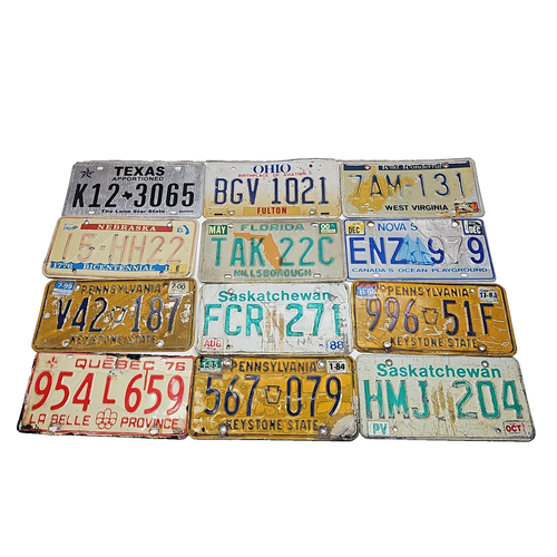License Plates USA Number Plate Vintage Colorful Tag Mancave Wall Lot ...