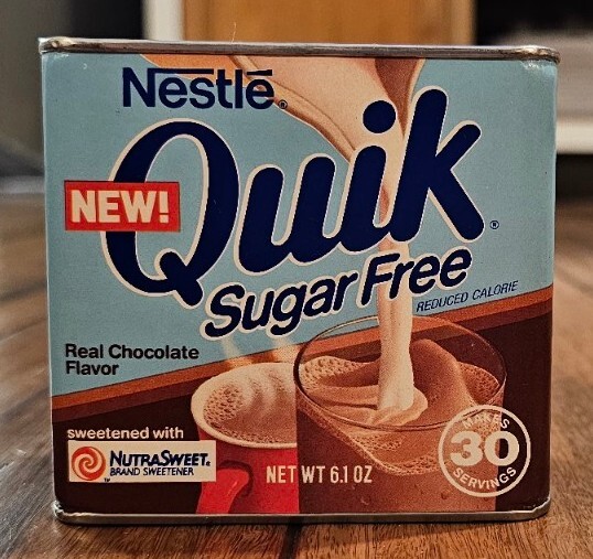 Rare Nestle Quik Chocolate Milk Mix Tin Sugar Free Quik 6.1 oz Vintage ...