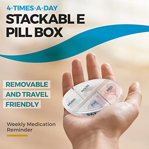 Stackable Pill Box Organizer 7 Day 4-Times A Day Weekly Medicine ...