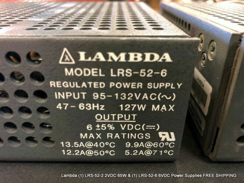Lambda (1) LRS-52-2 2VDC 65W & (1) LRS-52-6 6VDC Power Supplies FREE ...
