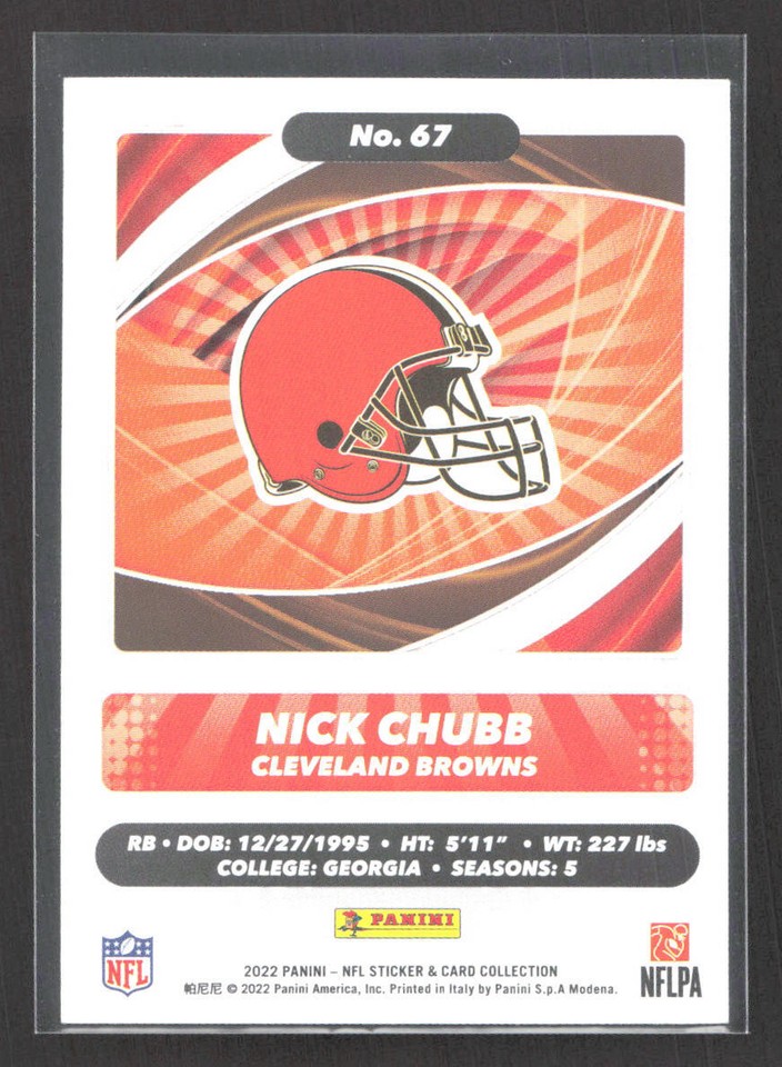 2022 Panini Sticker & Card Collection Nick Chubb #67 Purple #104/125 | eBay
