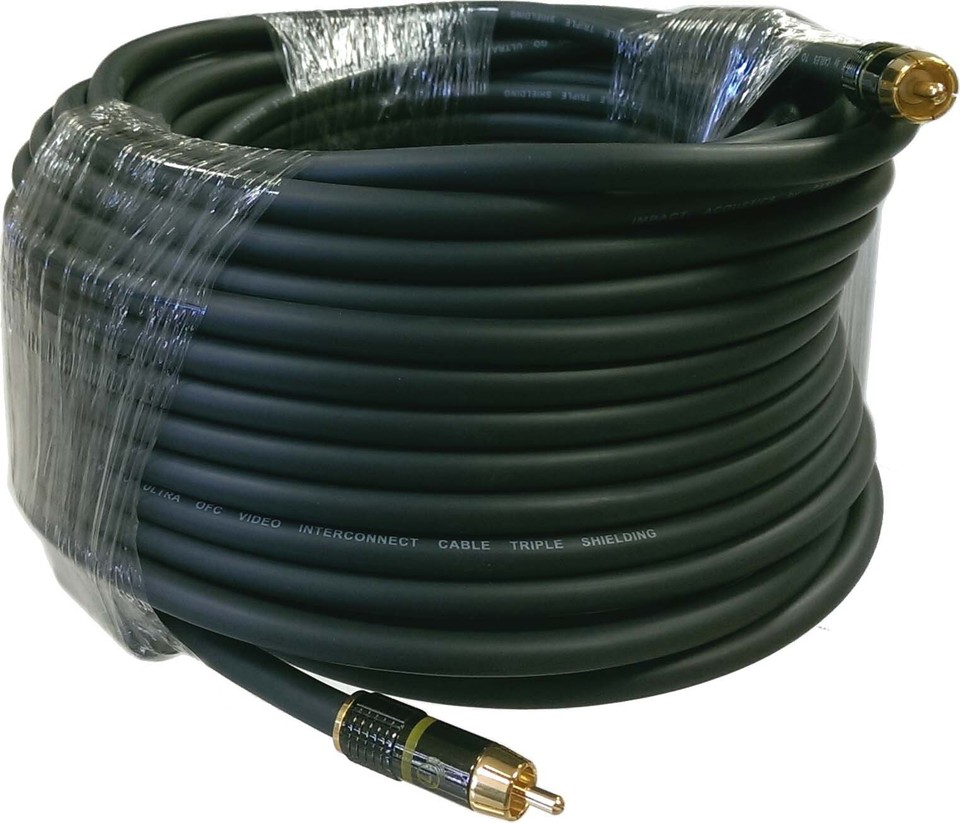 Cable Coax Coaxial RCA 1:1 Audio Composite Video Shielded OFC 100FT C2G ...