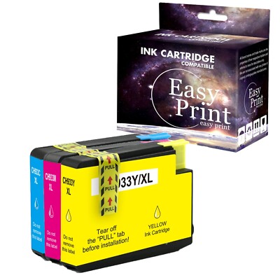 (3PK,C,M,Y) 933XL Color Ink Cartridge 933 XL for Officejet 7110 Printer ...