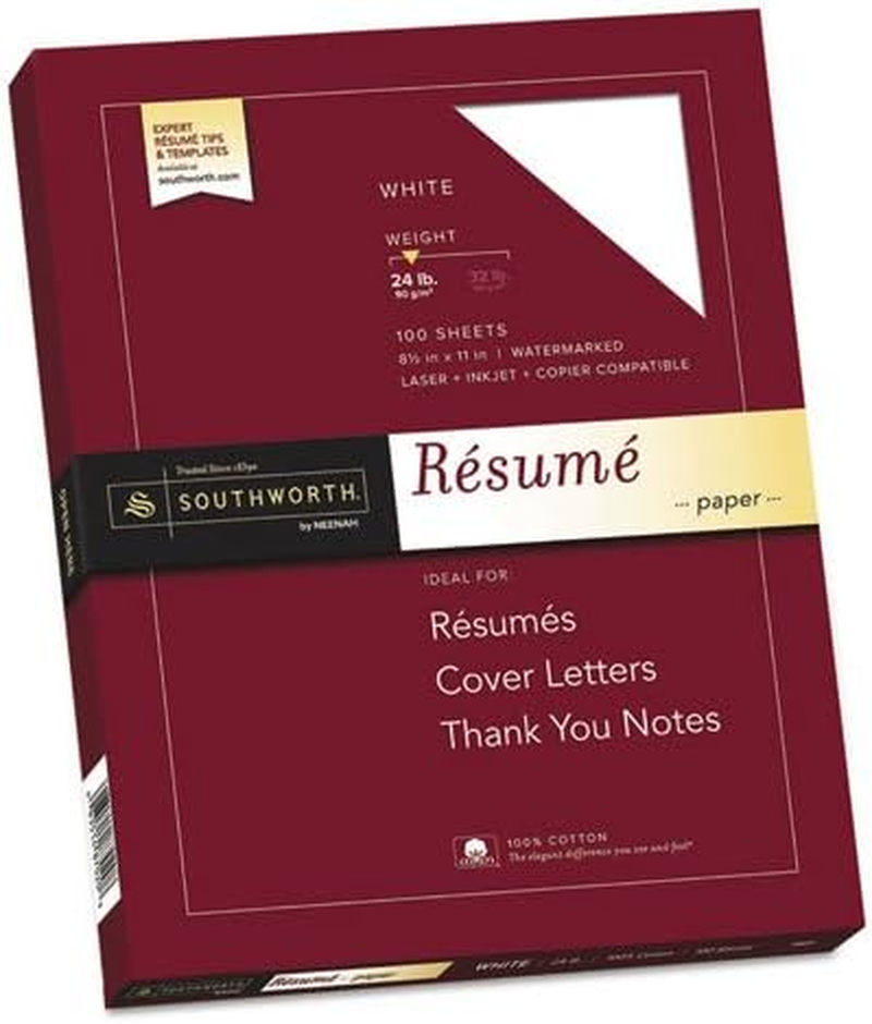Southworth Resume Paper - Letter - 8.5'' x 11'' - 24lb - Recycled ...