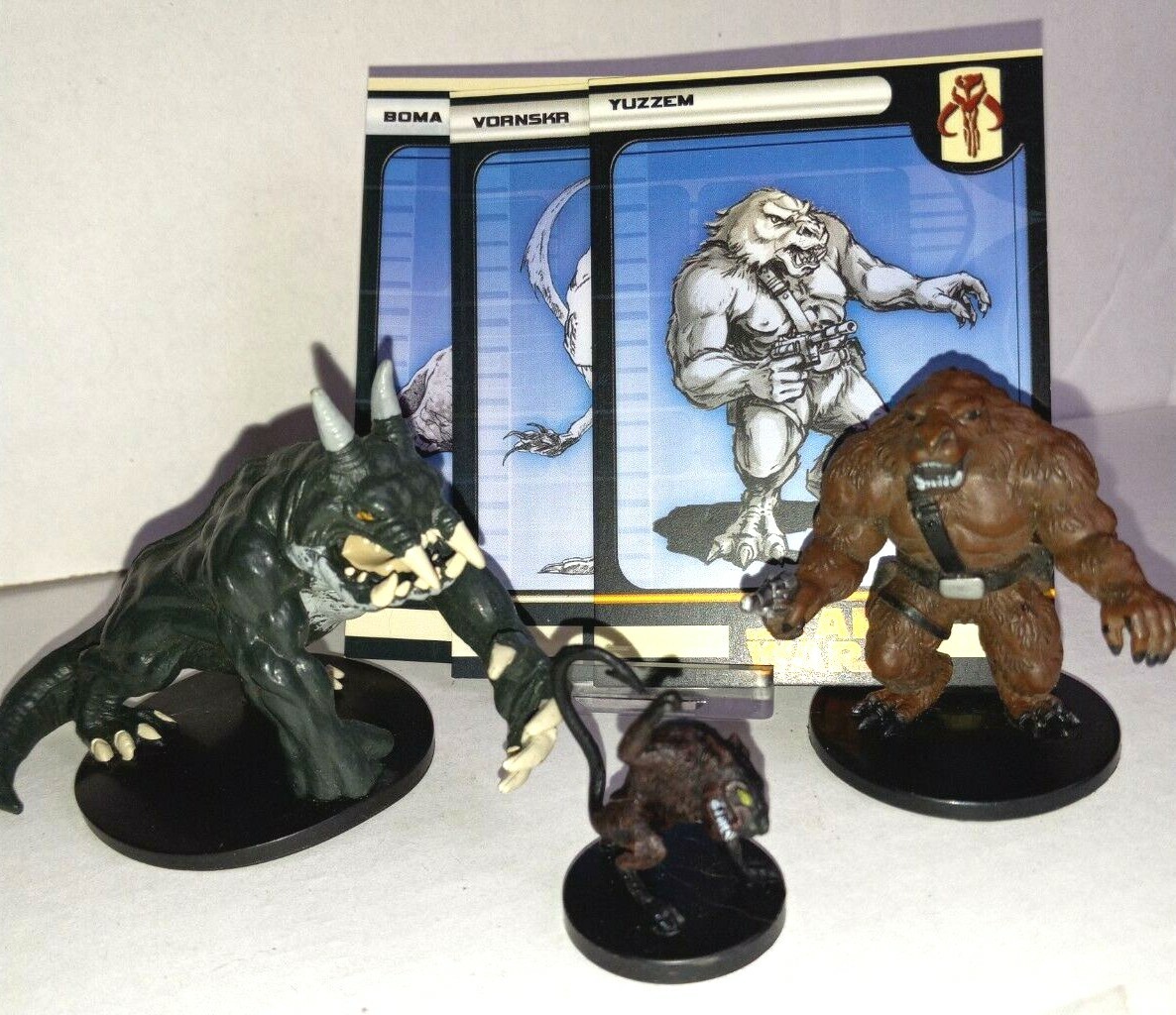 Star Wars Miniatures YUZZAM, BOMA, VORNSKR WITH CARDS | eBay