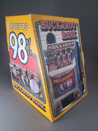🎰 *NOS* Vintage Buckaroo / Bonanza Mini Slot Machine Bank Original Box ...