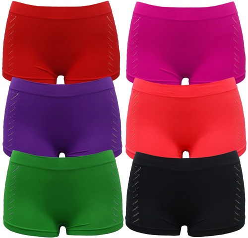 6 WOMEN BOXER SHORTS MICROFIBER SEAMLESS UNDERWEAR PANTIES BOYSHORTS ...