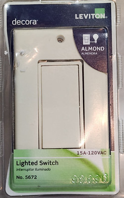Leviton Push On/Off Light Switch 15A/120VAC - Light Almond 5672 SEALED ...