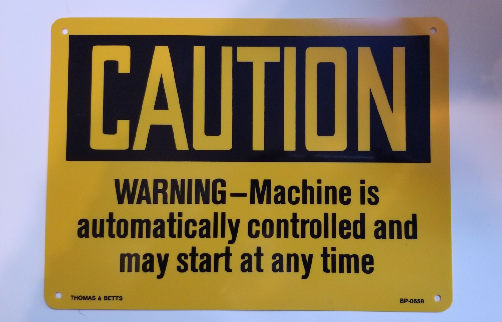 CAUTION SIGN- "Machine is Automatically Controlled and May Start At any ...