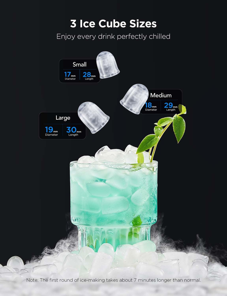 Smart Ice Maker Countertop, Portable Ice Machine with Voice Control, 9 ...