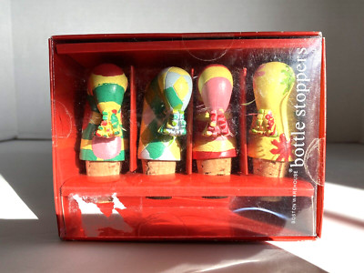 Boston Warehouse Elf Stocking Caps Christmas Bottle Stoppers 4 Pc. Set ...