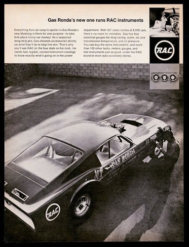1967 Gas Ronda Ford Mustang race car photo RAC instruments vintage ...