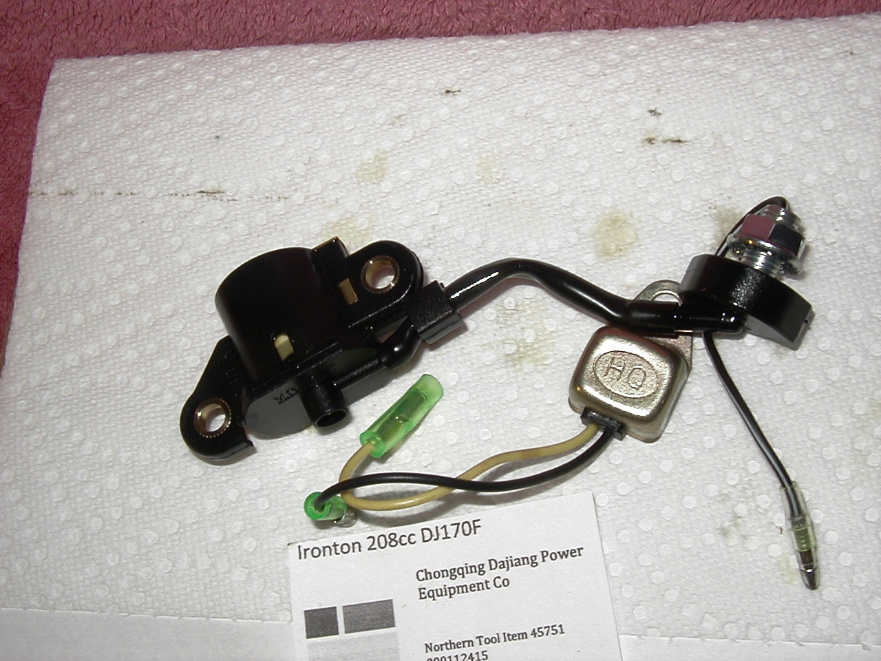 Ironton 208 cc Northern Tool 45751 Engine Parts- Low Oil Shut Down ...