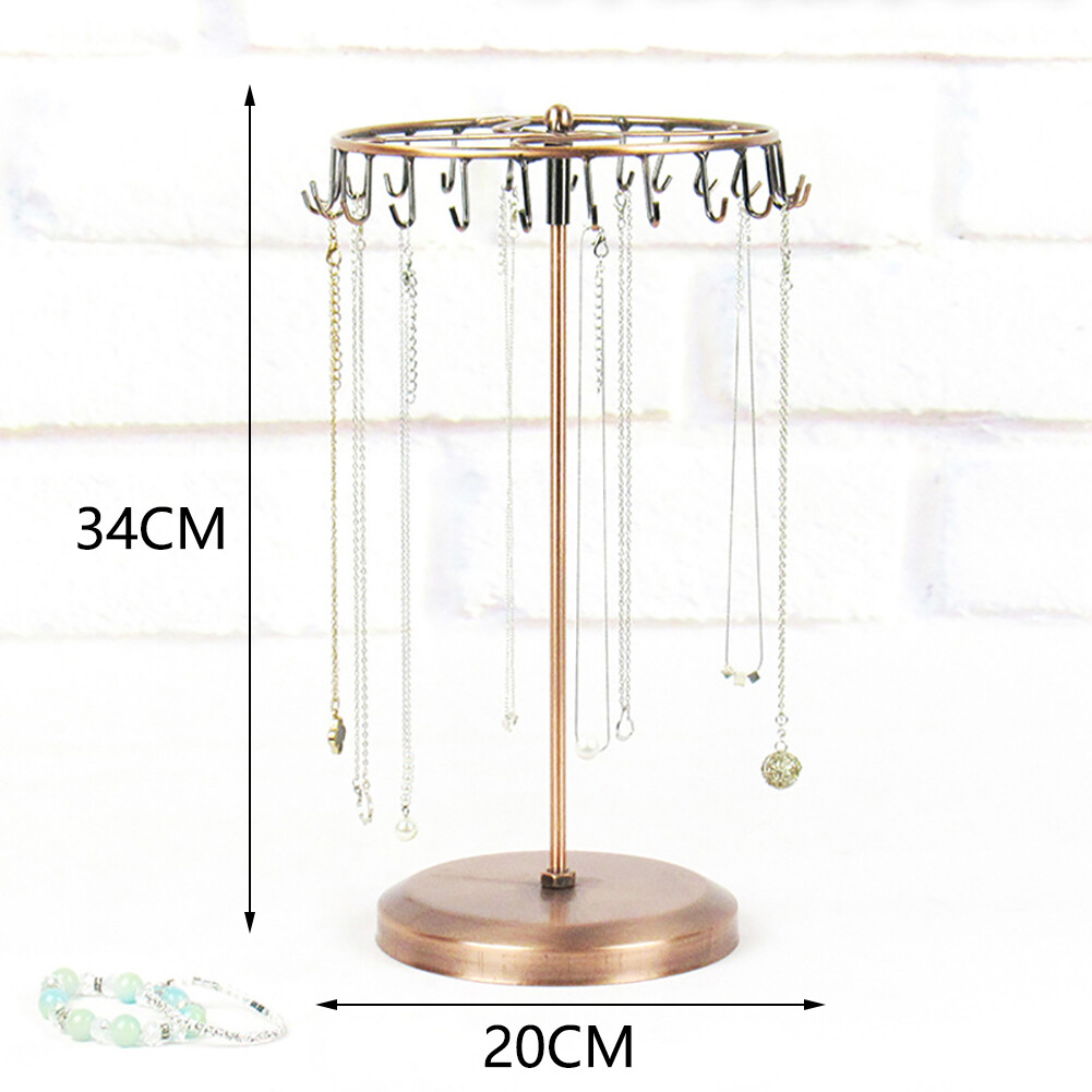 Rotating Jewelry Organizer Necklace Bracelet Display (Round Base Bronze ...