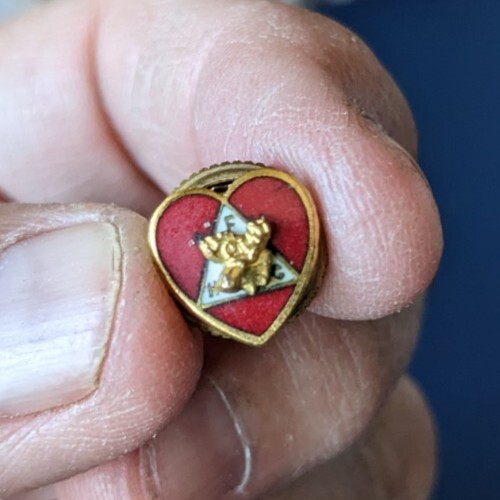 Vintage - Loyal Order of Moose FHC Red Enamel Heart Screwback Lapel Pin ...