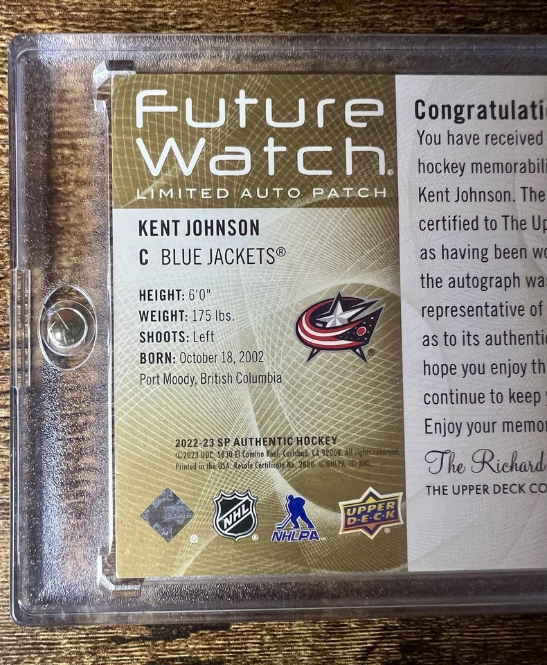 KENT JOHNSON rookie /50 💥 2022 SP Authentic FUTURE WATCH AUTO PATCH # ...