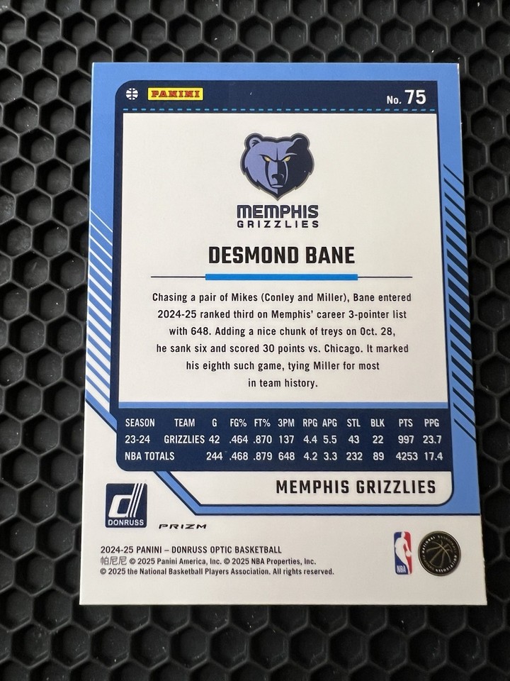 2024-25 Donruss Optic Basketball - #75 Desmond Bane Blue Velocity ...