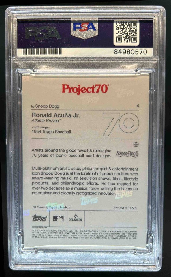 Baseball Trading Card Ronald Acuna Jr. PSA/DNA Authentic Auto Autograph ...
