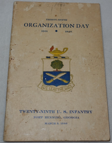 29th Infantry Army Fort Benning Georgia 1940 Organization Day Original ...