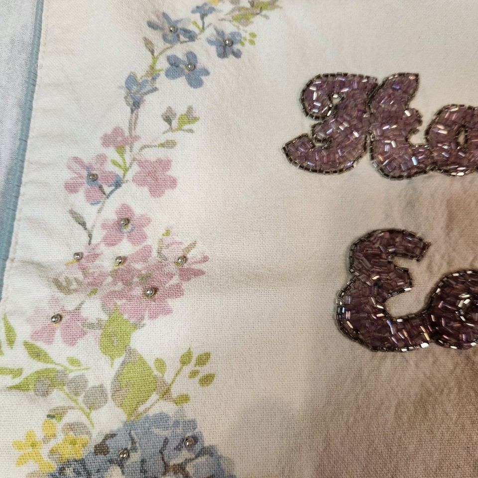 HAPPY EASTER Isaac Mizrahi Table Runner Beaded Eggs Flowers 16" x 66 ...