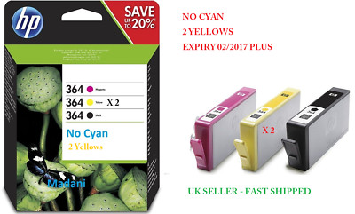 2x Yellow - No Cyan Genuine HP 364 Ink Cartridges For 5510 N9J73AE ...