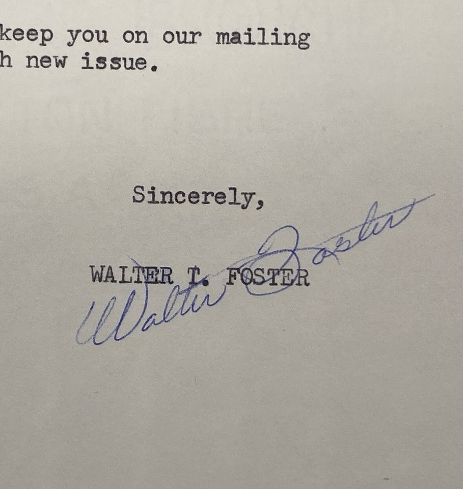 Walter Foster Art Service Rare Hand Signed Letter 1966 Vintage | eBay