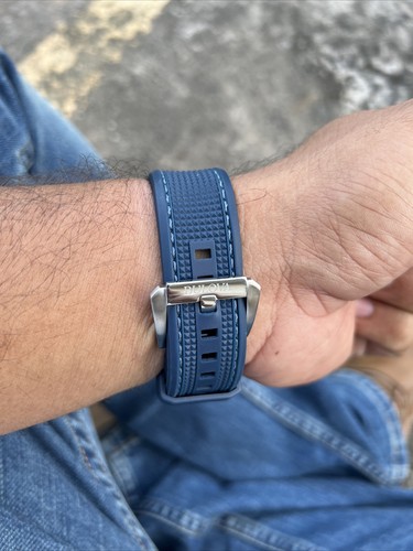 Original Bulova Precisionist 98b315 Blue Rubber 24mm Watch Band Strap ...