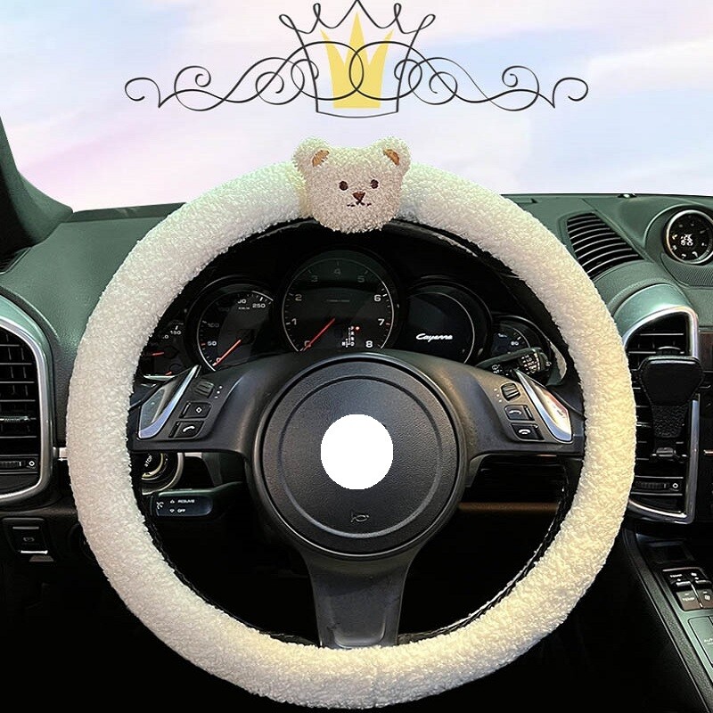 Winter Car Steering Wheel Cover Plush Sheepskin Anti-slip Cute Cartoon ...