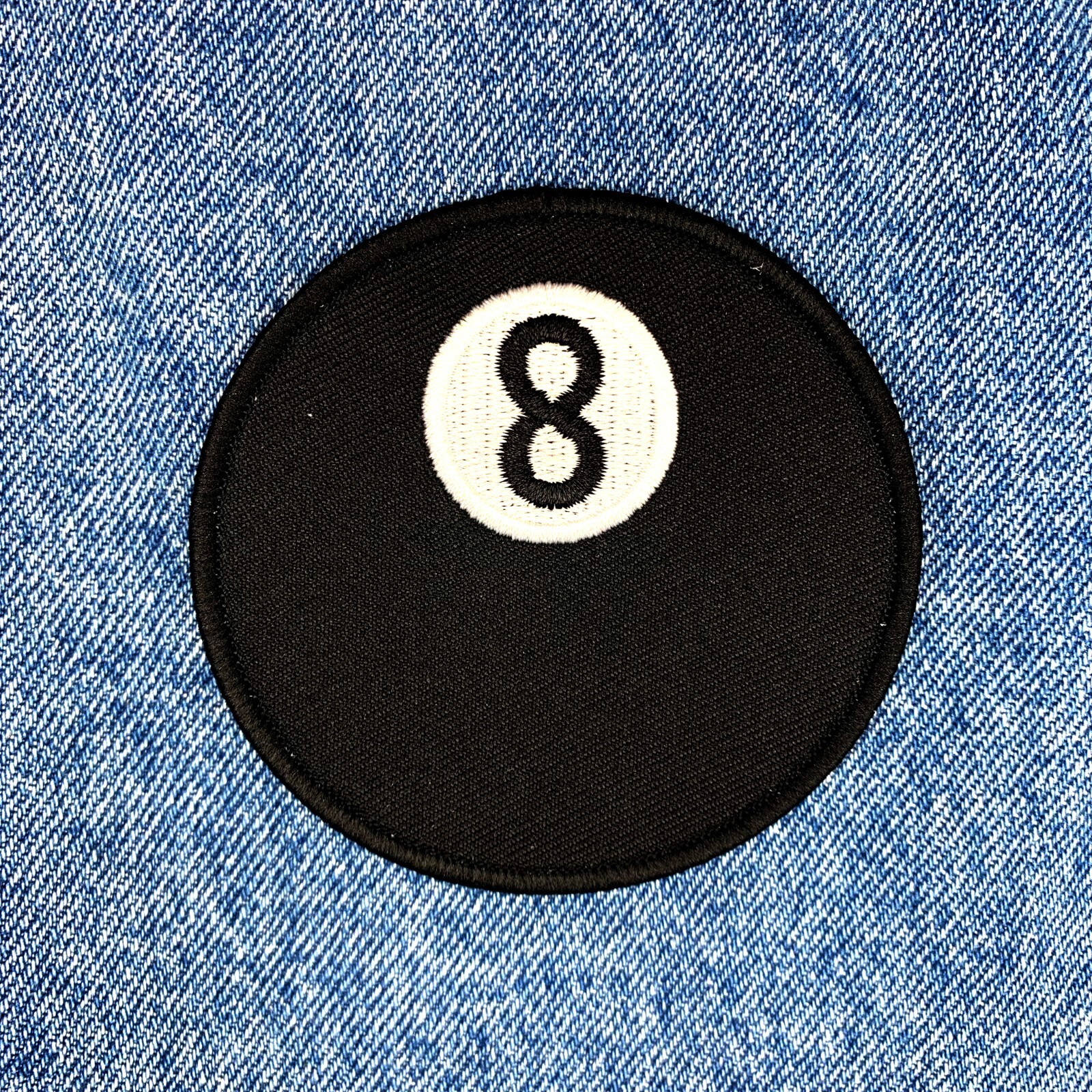 8-BALL PATCH embroidered iron-on POOL HALL BILLIARDS EIGHT MORALE BIKER ...
