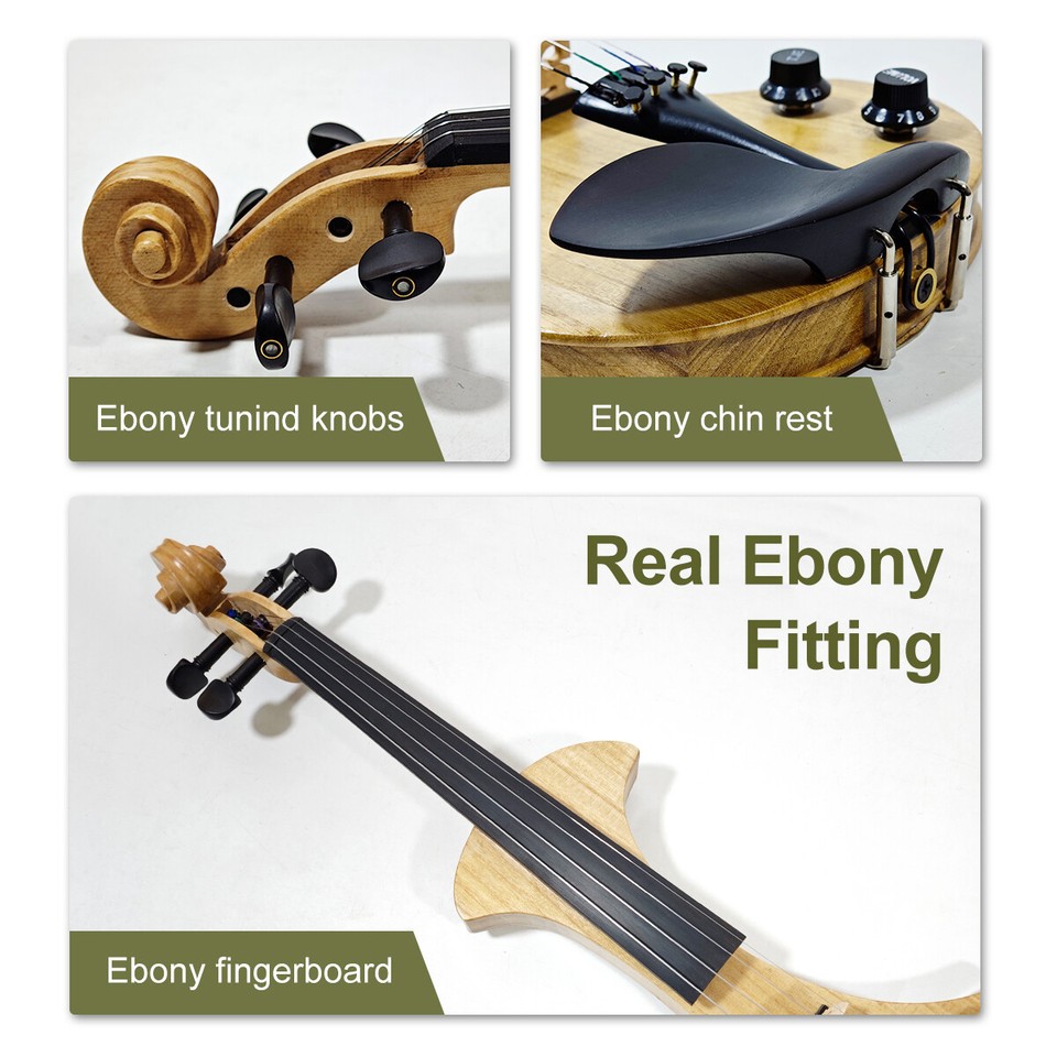 4 String Electric Violin Kit 4/4 Size Solid Wood with Bow and Case | eBay