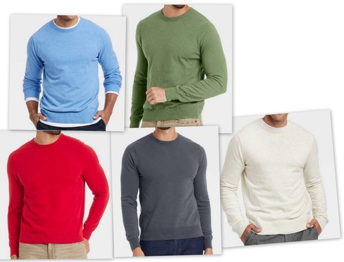Men's Soft Knit Crewneck Light Pullover Sweater - Goodfellow Blue/Green ...