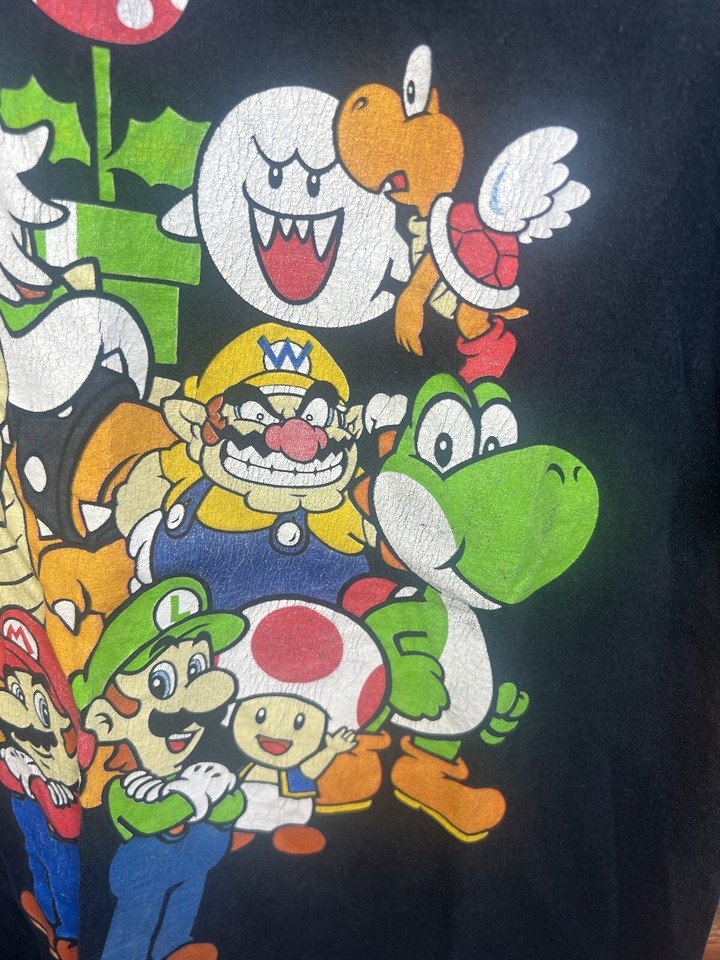 Retro Super Mario Brothers Black colored T-Shirt Size Medium Super ...