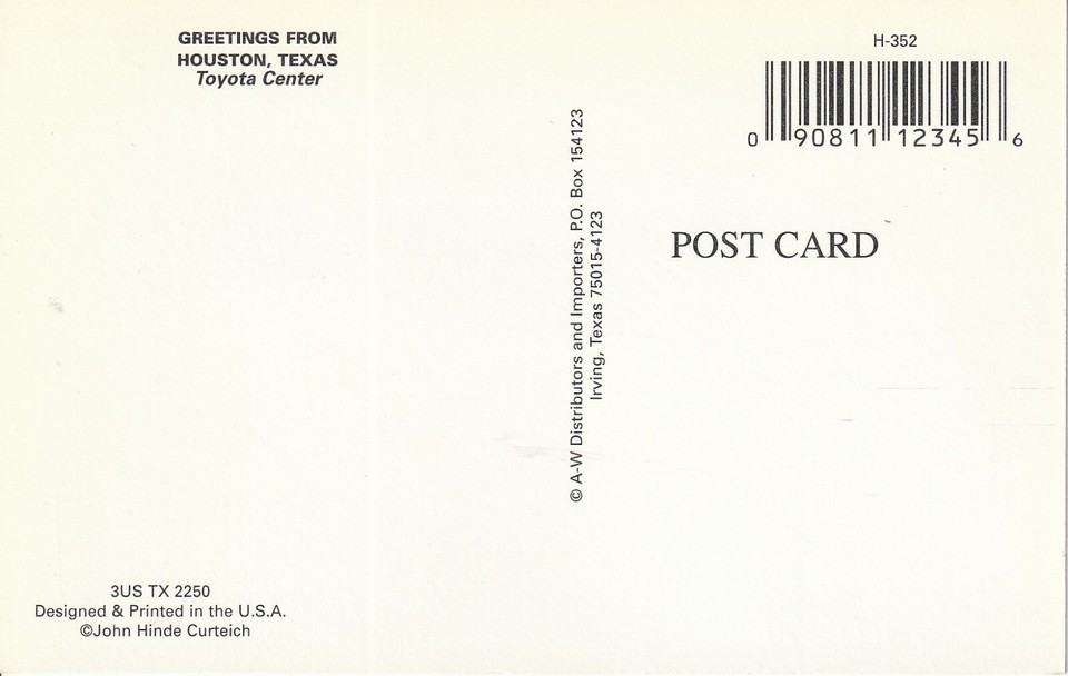 Toyota Center Postcard - Home Arena of the NBA Houston Rockets ...