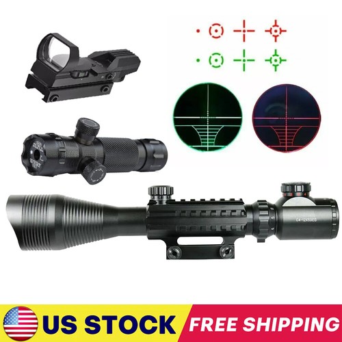 4-12X50 EG Rifle Scope with Holographic 4 Reticle Sight & Red Laser JG8 ...