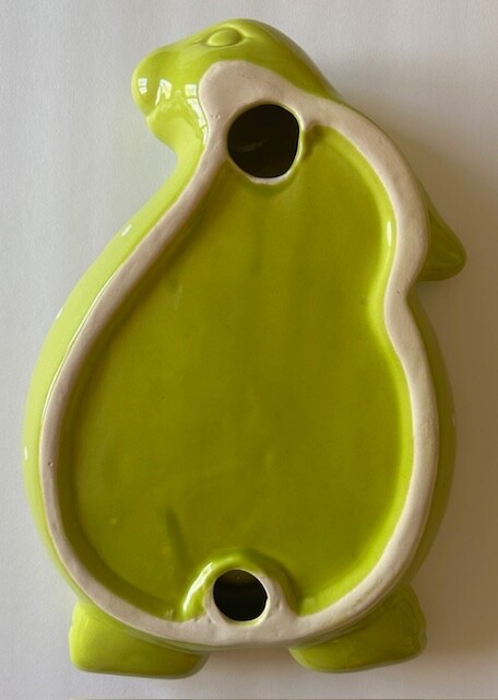 Rabbit Bunny Shaped Spring Lime Green with White Polka Dots Ceramic Egg ...