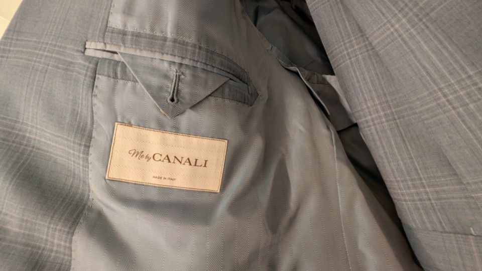 Men's Canali Suit 100% WOOL Made In Italy Blue-Grey Plaid NEW W/ TAGS ...
