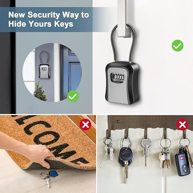 Resettable Code Key Lock Box 4 Digit Combination Lock Box for Spare ...