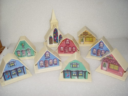 Vintage 9 Pc 1960s Regency Alpine Christmas Village Plastic String ...