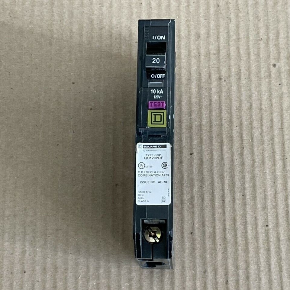 NEW Square D QO QO120PDF 1 Pole 20 Amp 120V GFCI/AFCI Circuit Breaker ...