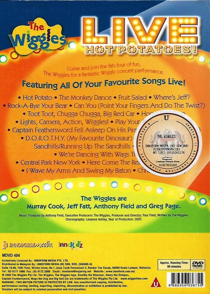 The Wiggles Live Hot Potatoes Wiggly Concert DVD Region All Pre-School ...